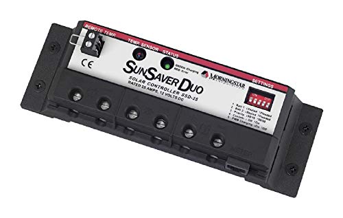 Morningstar SunSaver Duo 25A PWM Solar Charge Controller 12V Batteries, Solar Panel Controller Solar Controller 12V, Lowest Fail Rate Charge Controllers for Solar Panels (No Display)