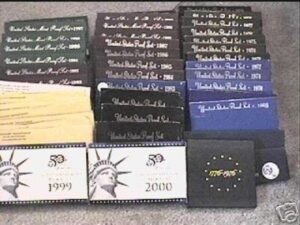 1959-2009 us mint bu proof sets in ogp w/coa's -51 years!