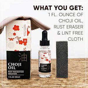 Tinyroots Choji Oil Tool Cleaning Kit, Simply Wipe The Mineral Oil on to Restore Your Sword, Knives, Bonsai Tools, Includes Rust Eraser and Lint Free Cloth