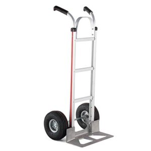 magline hmk116ua4 aluminum hand truck, flared double pistol grip handle, pneumatic wheels, 500lbs capacity