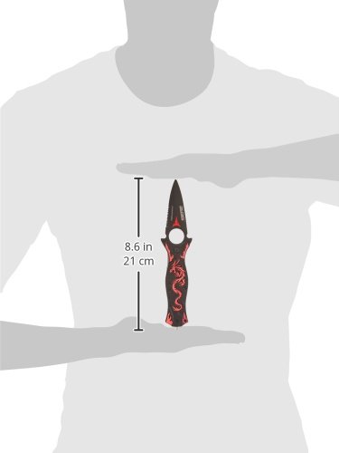 Tac-Force- Spring Assisted Folding Pocket Knife – Black Partially Serrated Blade, Black Aluminum Handle w/ Red Dragon Design, Glass Punch and Pocket Clip, Tactical, EDC, Rescue - TF-707RD