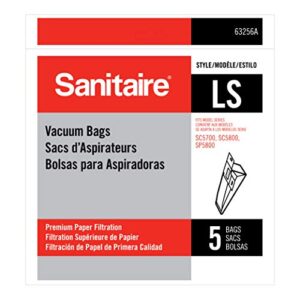 sanitaire - euk63256a10 ls premium paper bag (pack of 5), fits models sc5713, sc5815, sp5816 series upright vacuums, 63256a