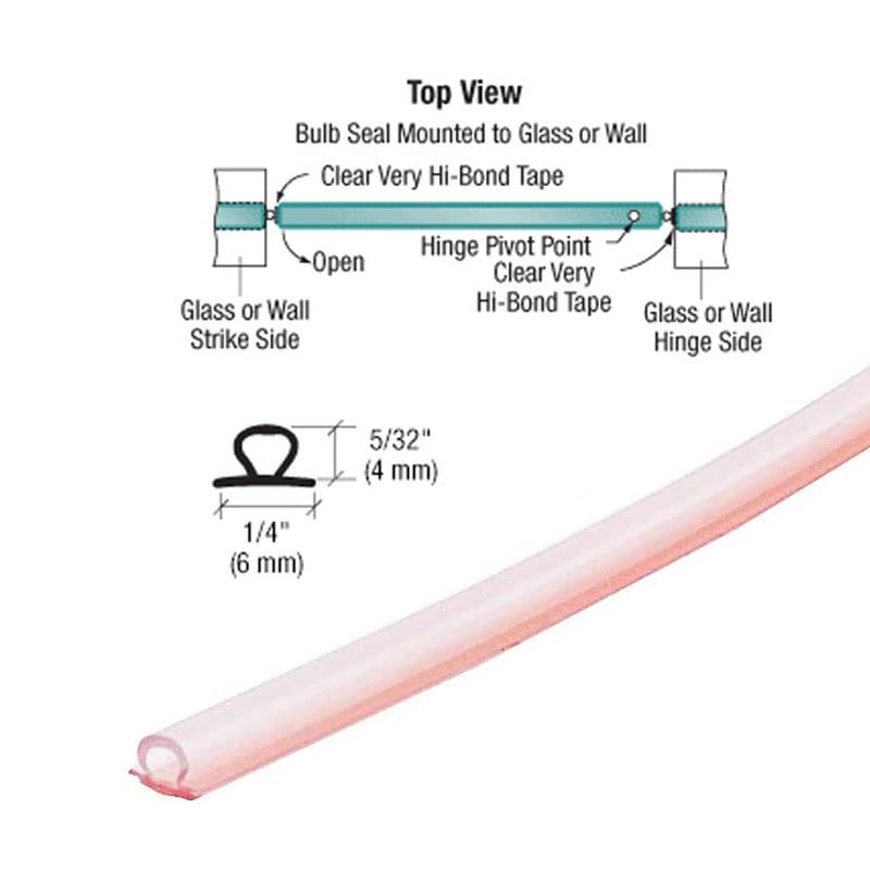 CRL Translucent Vinyl Bulb Seal 5/32" Gap with Pre-Applied Tape - 95" Length, Fits 1/4" Glass