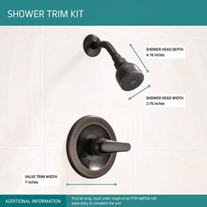 Peerless Single-Handle Shower Faucet Trim Kit with Single-Spray Touch-Clean Shower Head, Oil-Rubbed Bronze PTT188740-OB (Valve Not Included)