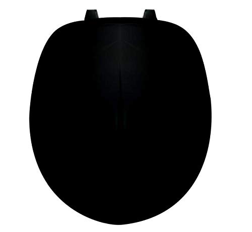 Centoco Black Toilet Seat, Round, Plastic, Cover, Closed Front, Heavy Duty, Top Mount Plastic Hinge, Made in the USA, 200-407