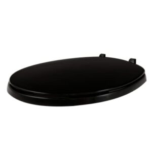 Centoco Black Toilet Seat, Round, Plastic, Cover, Closed Front, Heavy Duty, Top Mount Plastic Hinge, Made in the USA, 200-407