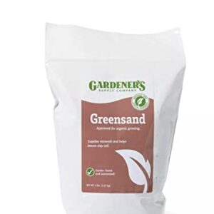 Gardeners Supply Company Natural Greensand Fertilizer | Supplies Minerals to Loosen Clay Soil | Improve Plant Health | 100% Organic Ingredients | 5 Lbs Bag