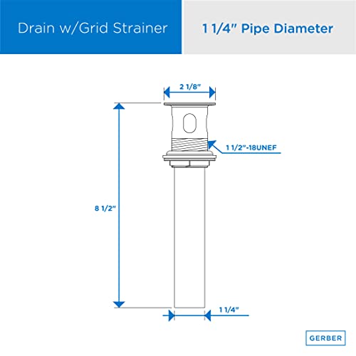 DANZE DA505084 1 1/4" Metal Grid Strainer Assembly with Overflow Chrome, Brushed Nickel