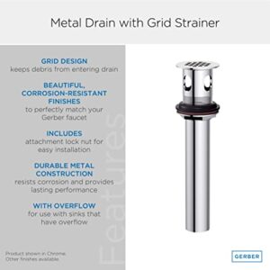 DANZE DA505084 1 1/4" Metal Grid Strainer Assembly with Overflow Chrome, Brushed Nickel