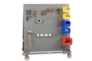 little giant afpb-2448-5py heavy-duty mobile pegboard a frame-lean bulk handling tool cart with 5" polyurethane wheels, 2000 lbs capacity, 48" length x 24" width x 56" height, gray finish