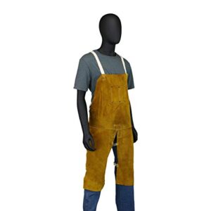 IRONCAT 7011 Leather Split Leg Bib Apron – 24in. x 48 in. Welding Chaps with Anodized Snaps and Rivets, Kevlar Sewn, Split Cowhide Leather. Welding Protection Apparel