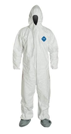 Tyvek Ty122S-Lg Coveralls With Elastic Wrist/Ankle & Hood/Boot, Large, 25/Case.