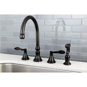 Kingston Brass KS2795DFLBS NuFrench Widespread Kitchen Faucet, 8-1/4 inch spout reach, Oil Rubbed Bronze