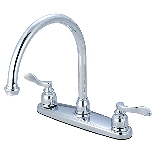 Kingston Brass KB8791NFLLS NuWave French 8-Inch Kitchen Faucet with Twin Handle without Sprayer, Polished Chrome