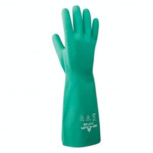 showa 727-09 nitrile unlined chemical resistant glove, large (pack of 12 pairs),light green