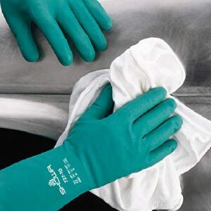 SHOWA 727-09 Nitrile Unlined Chemical Resistant Glove, Large (Pack of 12 Pairs),Light Green