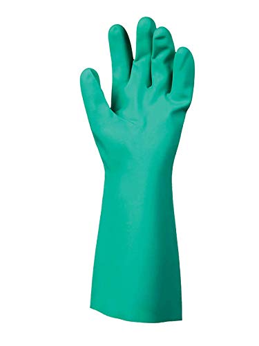 SHOWA 727-09 Nitrile Unlined Chemical Resistant Glove, Large (Pack of 12 Pairs),Light Green