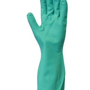 SHOWA 730 Nitrile Cotton Flock-lined Chemical Resistant Glove, Large (Pack of 12 Pairs),Light Green