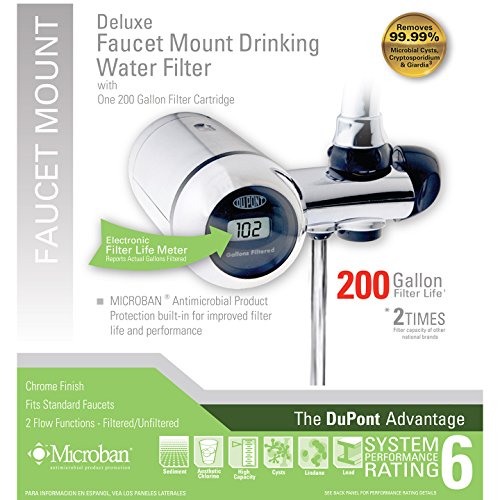 DuPont WFFM350XCH Electric Metered 200-Gallon Deluxe Faucet Mount Premium Water Filtration Filter, Chrome, Old Version