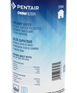 Pentair OMNIFilter TO6 Carbon Water Filter, 10-Inch, Whole House Heavy Duty Dual Layered Pleated Sediment and Carbon Wrap Taste & Odor Replacement Cartridge, 10" x 4.5", 5 Micron