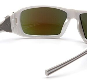 Pyramex Goliath Safety Eyewear, White Frame, Ice Blue Mirror Lens