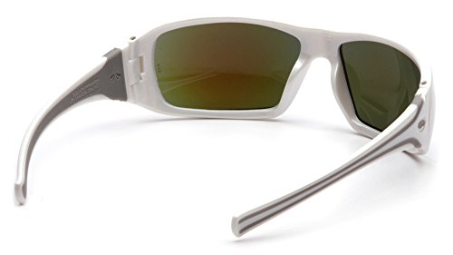 Pyramex Goliath Safety Eyewear, White Frame, Ice Blue Mirror Lens