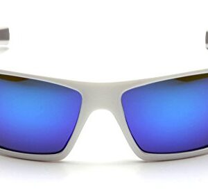 Pyramex Goliath Safety Eyewear, White Frame, Ice Blue Mirror Lens