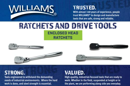 Williams M-52EHFA 1/4-Inch Drive Ratchet, Enclosed Flexible Head, High Polished Chrome