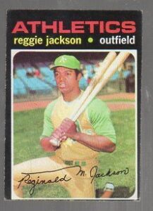 1971 topps regular (baseball) card# 20 reggie jackson of the oakland athletics vgx condition