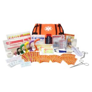 dixie ems first responder fully stocked trauma first aid kit – orange