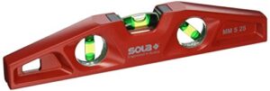 sola mm 5 25 cast aluminum magnetic torpedo level, red