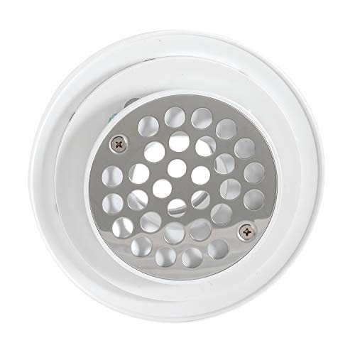 EZ-FLO 2 Inch x 3 Inch PVC Low Profile Floor & Shower Drain, Stainless Steel Grid, 15301, White