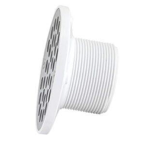 EZ-FLO 2 Inch x 3 Inch PVC Low Profile Floor & Shower Drain, Stainless Steel Grid, 15301, White