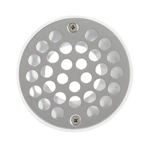 EZ-FLO 2 Inch x 3 Inch PVC Low Profile Floor & Shower Drain, Stainless Steel Grid, 15301, White