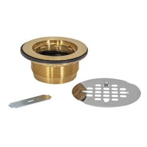 Eastman 2 Inch IPS No Caulk Brass Shower Drain, Stainless Steel, 15306