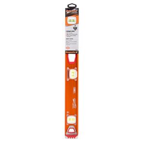 Swanson Tool Co SVI24M 24 inch Savage Anodized Aluminum Magnetic I-Beam Level with SUPERSHOCK™ End Caps and 3 Bubble Vials for 0°/90°/45° Measurements —Contractor Series,Black