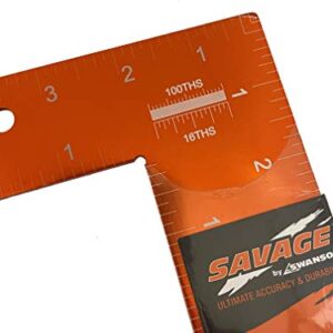 Swanson Tool Co SVL123 Savage 16"x24" Builder Square, Anodized, with Laser-etched Scale