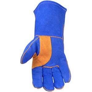 Caiman Premium Split Cowhide Leather Welding Gloves, Aerofoam Lining, DuPont Kevlar Stitching, Blue, Large (1440)