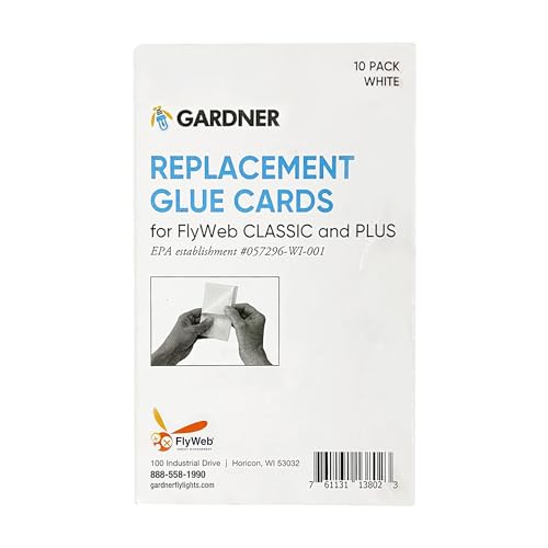 Gardner FlyWeb Fly Light Glue Boards 2 Pack of 10 Replacement Glue Boards Flyweb Classic Fly Light and Flyweb Plus - Trap Fruit Flies, Mosquitoes, Bugs and Other Flying Insects(White)