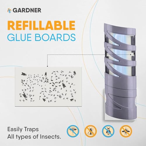 Gardner FlyWeb Fly Light Glue Boards 2 Pack of 10 Replacement Glue Boards Flyweb Classic Fly Light and Flyweb Plus - Trap Fruit Flies, Mosquitoes, Bugs and Other Flying Insects(White)