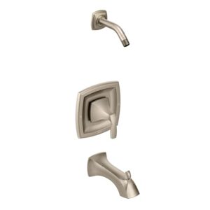 moen voss t2693nhbn brushed nickel tub shower faucet with transitional style, elegant bath experience and premium design, silhouette, minimalist, elegance, reliable