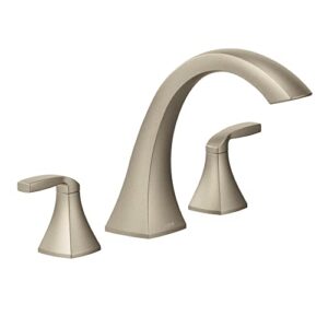 moen voss brushed nickel two-handle deck mount roman tub faucet trim kit, 1/2 inch valve required, t693bn