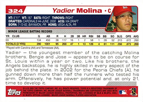 2004 Topps Baseball #324 Yadier Molina Rookie Card