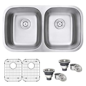 ruvati 32-inch undermount 50/50 double bowl 16 gauge stainless steel kitchen sink - rvm4300