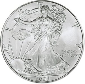 2005 american silver eagle .999 fine silver dollar uncirculated us mint with our certificate of authenticity