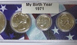 1971 No Mint Mark 5 Coin Birth Year Set in American Flag Holder Collection Seller Uncirculated