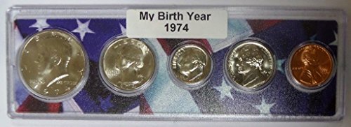 1974-5 Coin Birth Year Set in American Flag Holder Uncirculated