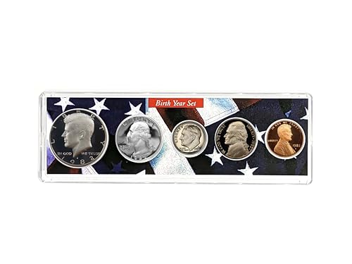 1982-5 Coin Birth Year Set in American Flag Holder Uncirculated