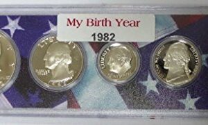 1982-5 Coin Birth Year Set in American Flag Holder Uncirculated