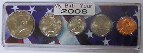 2008-5 Coin Birth Year Set in American Flag Holder Uncirculated